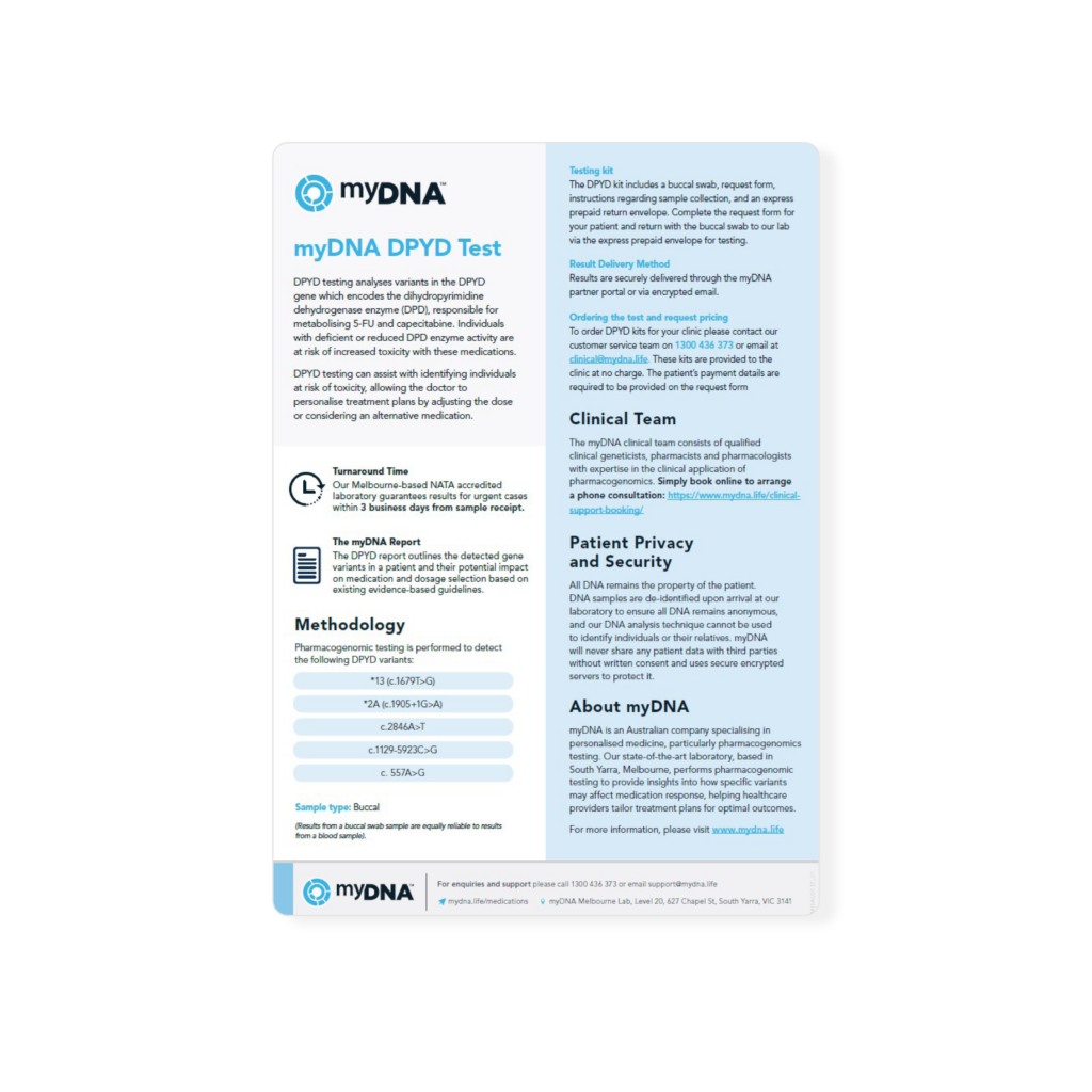 DPYD Genetic Testing | myDNA (Australia)