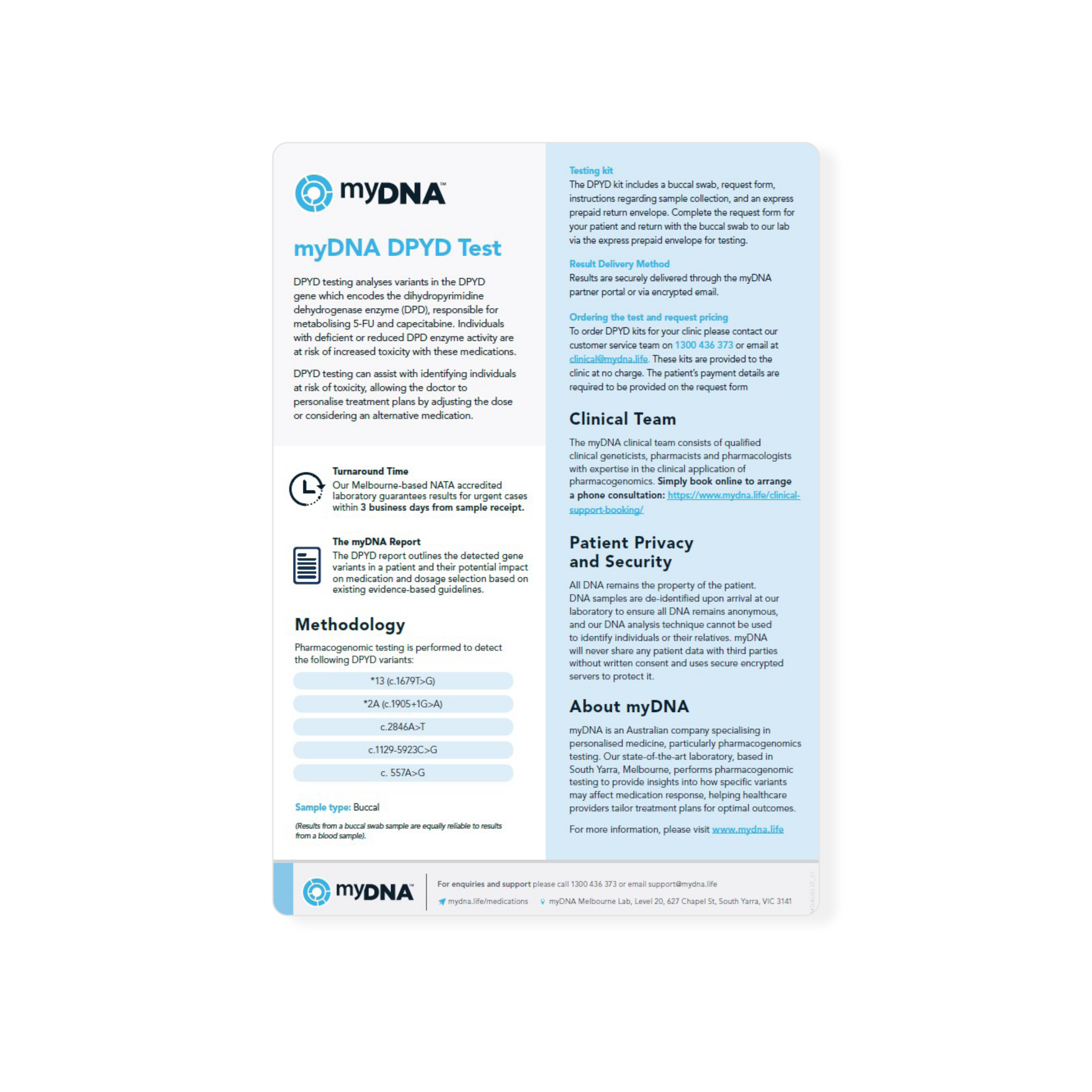 DPYD Genetic Testing | myDNA (Australia)