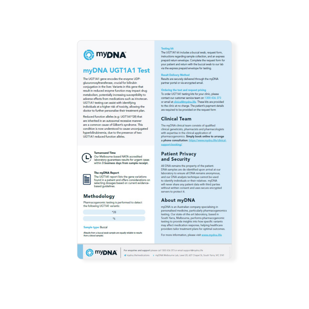 UGT1A1 Testing | myDNA (Australia)