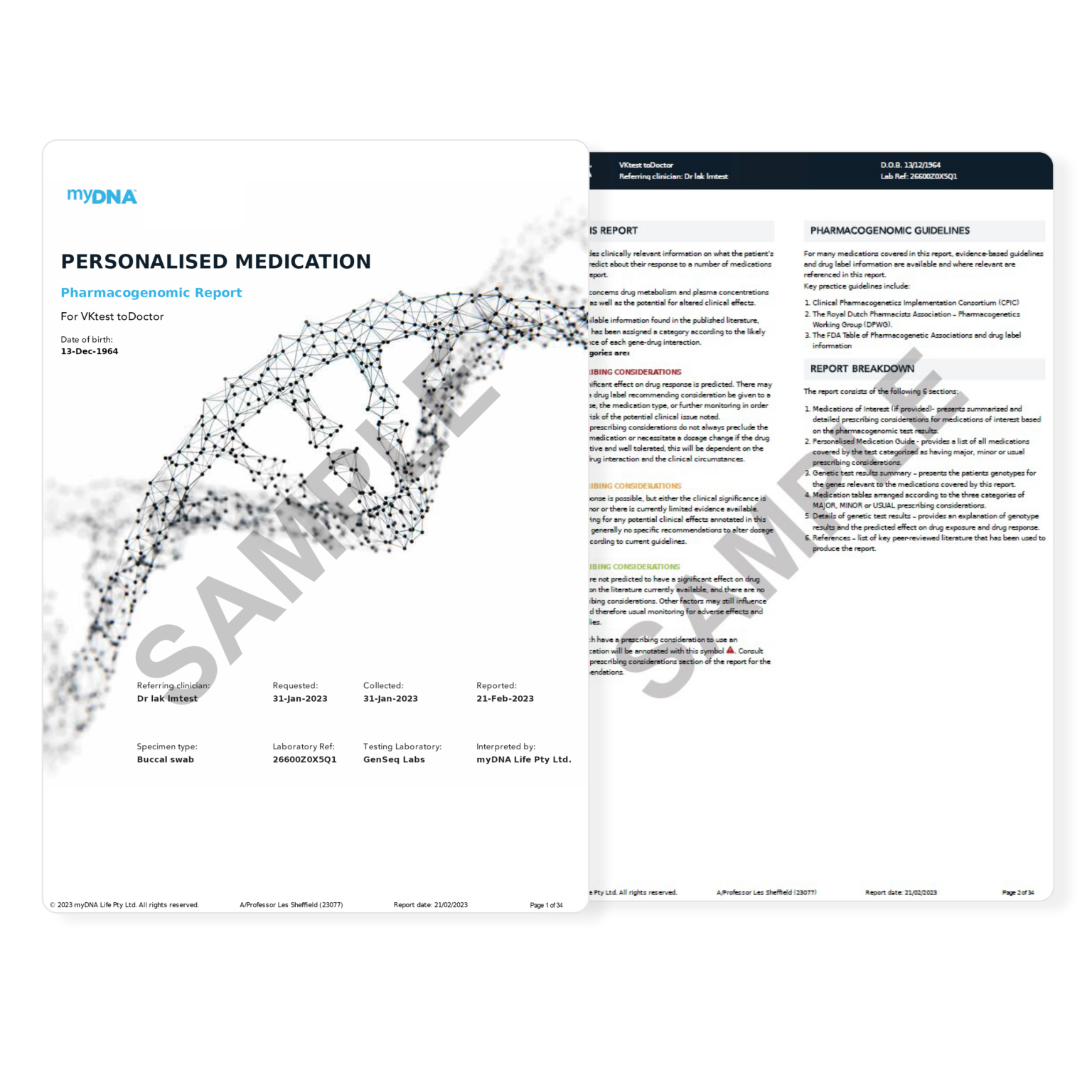 Multiple Category Pharmacogenomics DNA Testing for Clinicians | myDNA ...